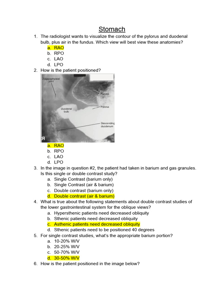 CAMRT - Digestive - Urinary System Answers | PDF | Gallbladder | Cirrhosis
