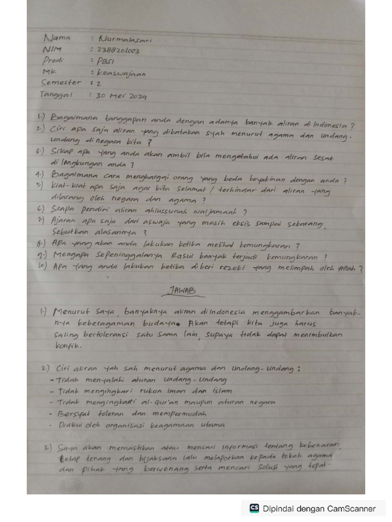 UTS Keaswajaan - Nurmalasari - PBSI | PDF