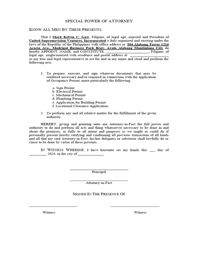 SPA | PDF | Power Of Attorney | Civil Law (Common Law)