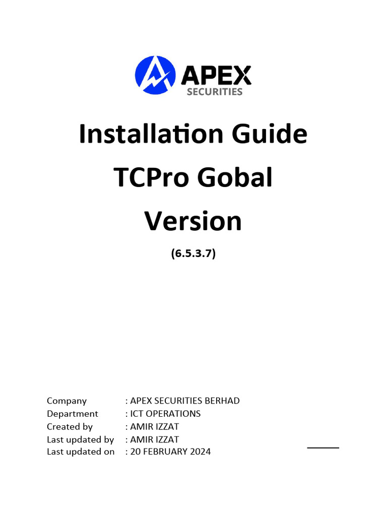 TCPro Global 6.5.3.7 Install Guide | PDF | Computing | Software