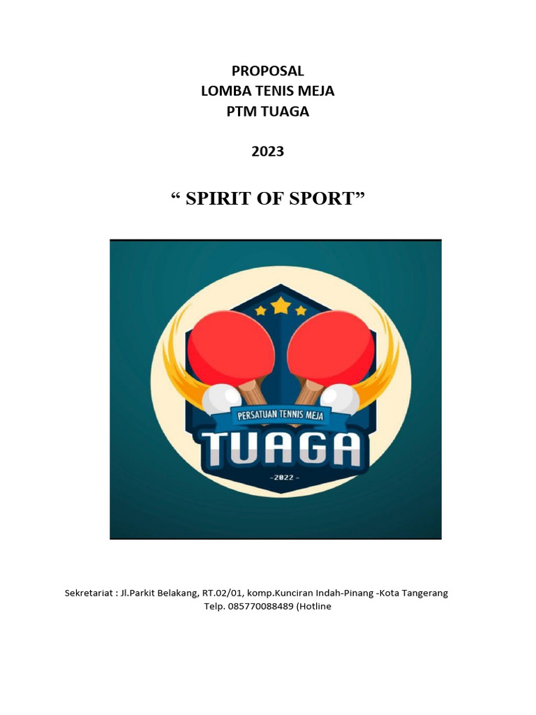 Proposal Lomba Tenis Meja PTM TUAGA 2023 | PDF