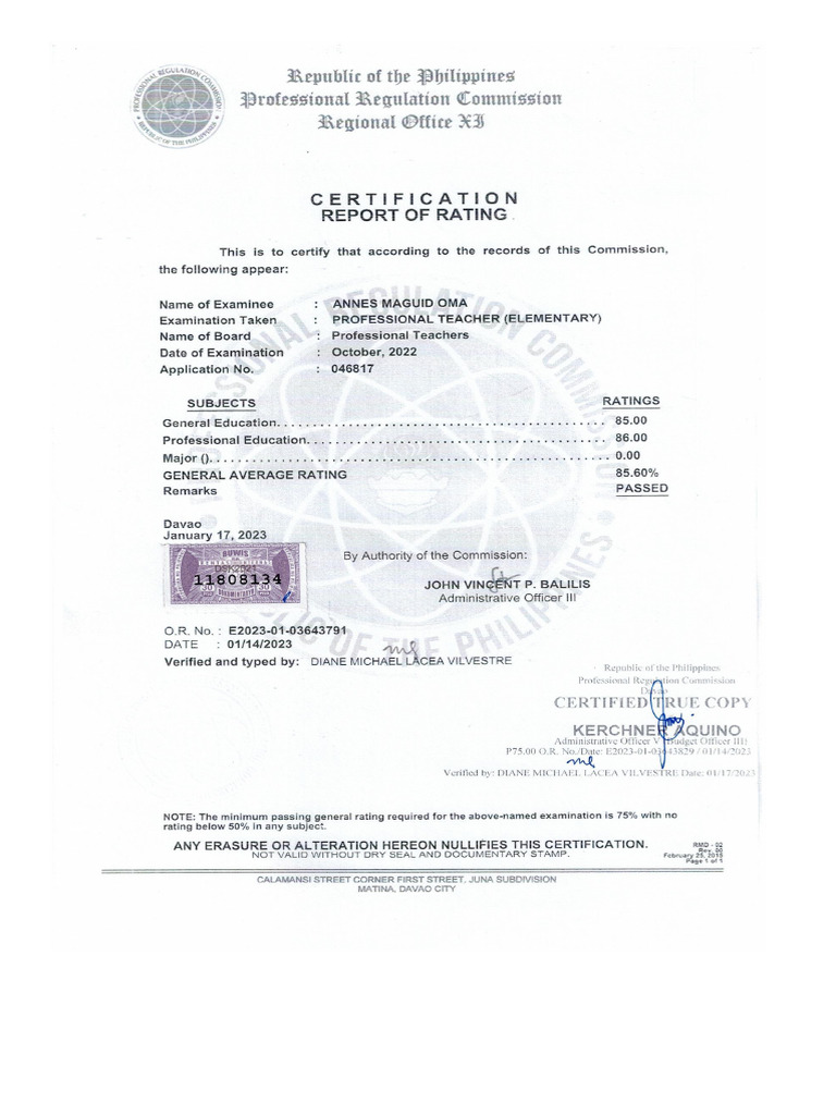 Report of Rating | PDF