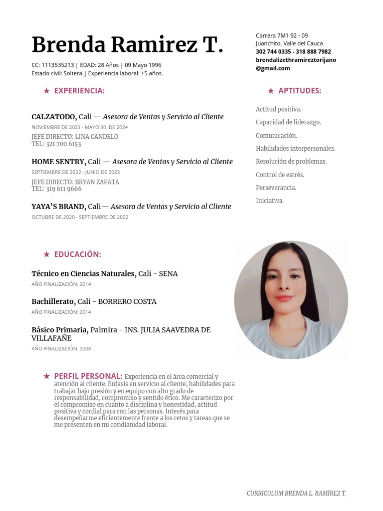 Brenda Ramirez HV1 | PDF