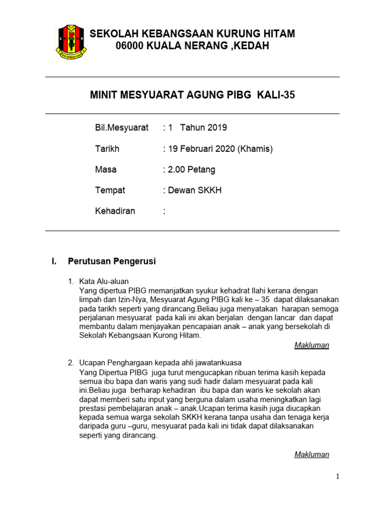 Minit Mesy. Pibg Kali 35 2020 | PDF