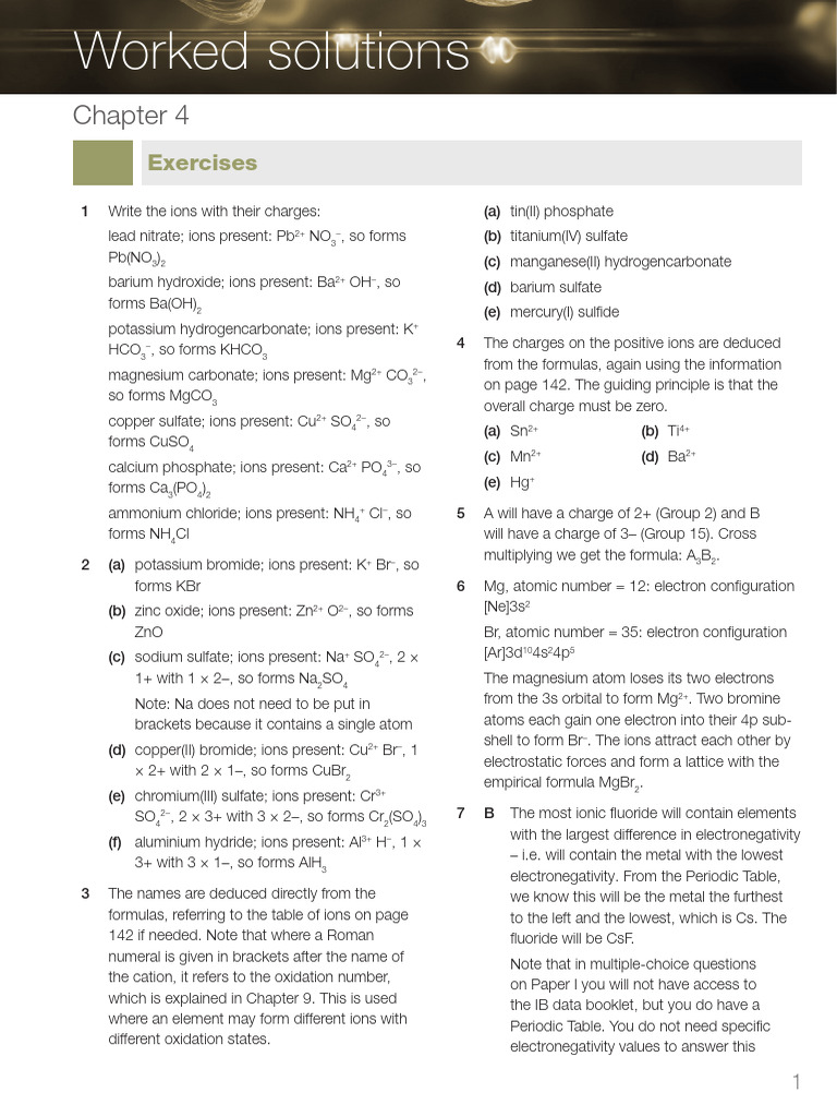 Chemistry Ion Exercises | PDF | Chemical Polarity | Ionic Bonding
