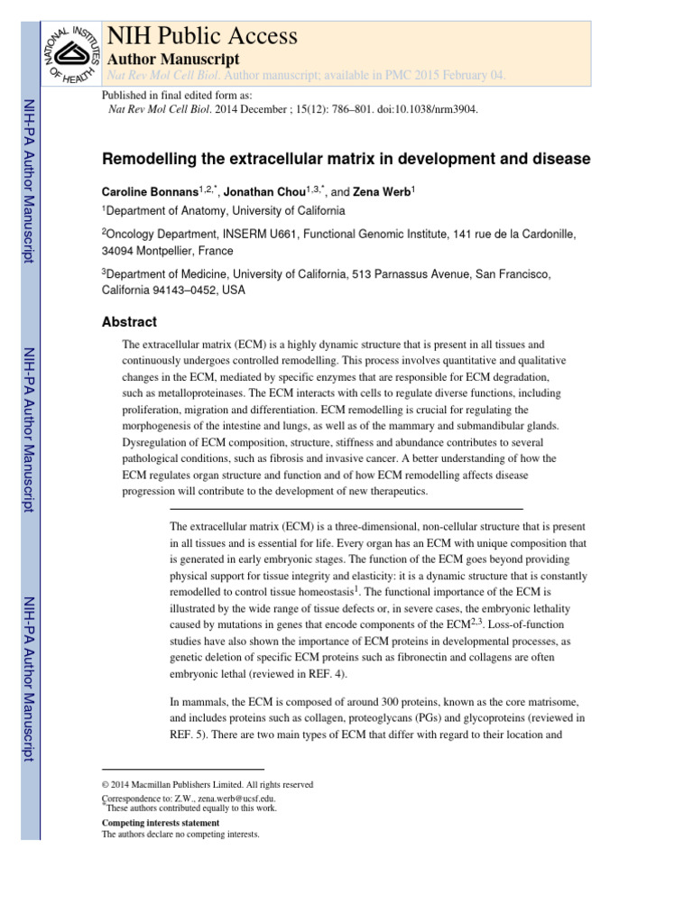 Remodeling The Extracellular Matrix Download Free Pdf Extracellular