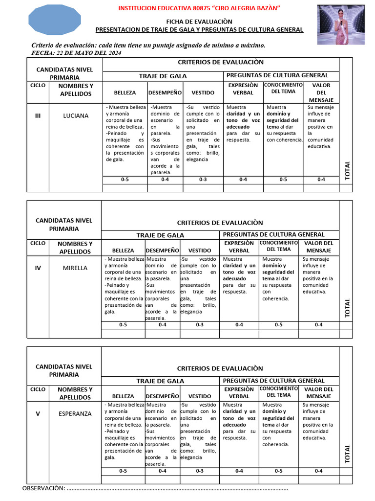 Ficha de Evaluacion Traje de Gala y Cultura General | PDF | Evaluación | Musicología