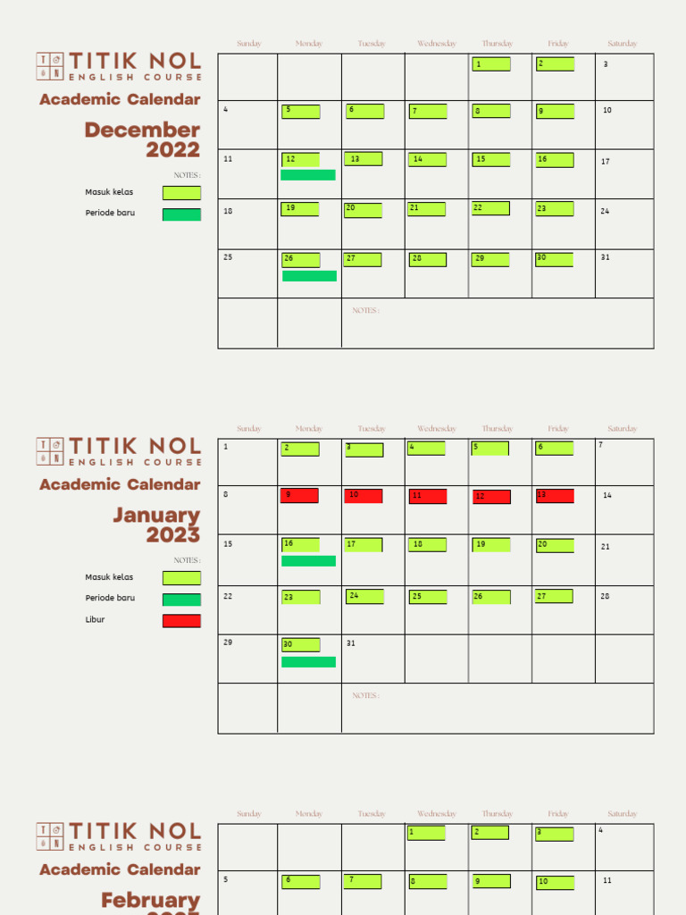 Kalender Akademik TN (Offline) Des 2022 - Jan 2024-1 | PDF | Academic Term