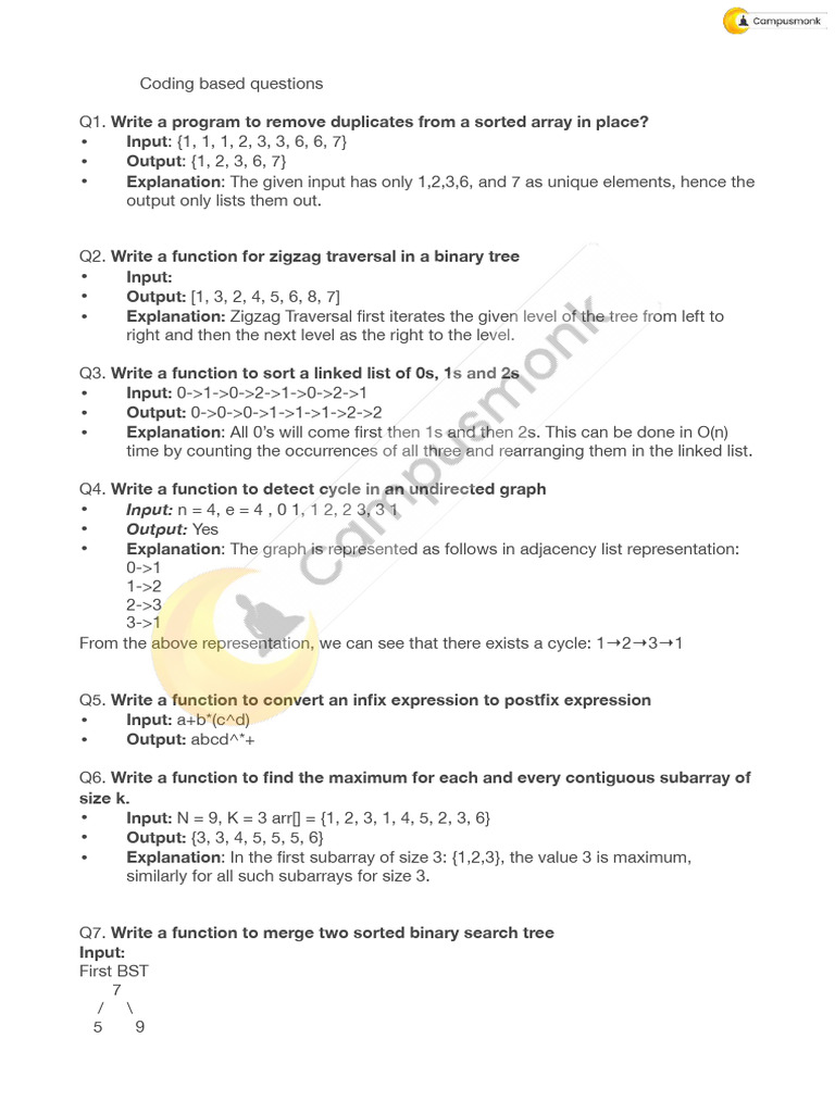 Coding Interview Questions Pdf Algorithms And Data Structures Theoretical Computer Science