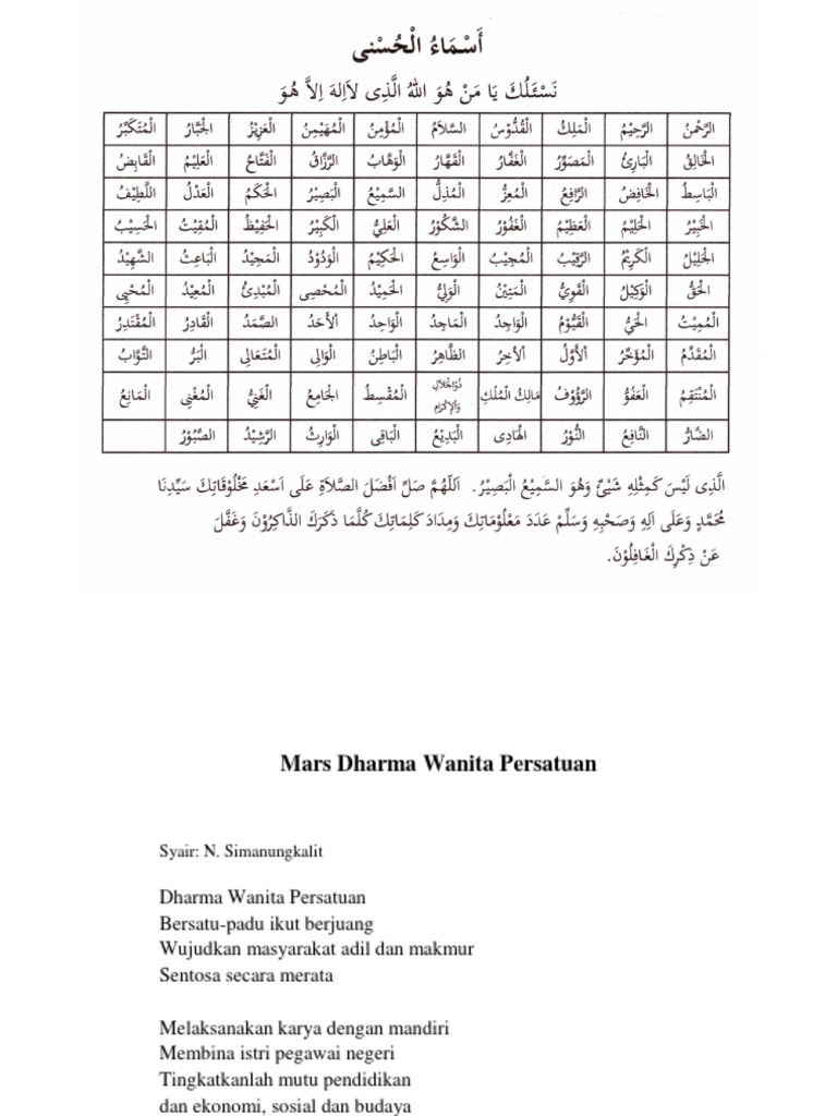 Teks Asmaul Husna, Mars Dan Himne DW | PDF