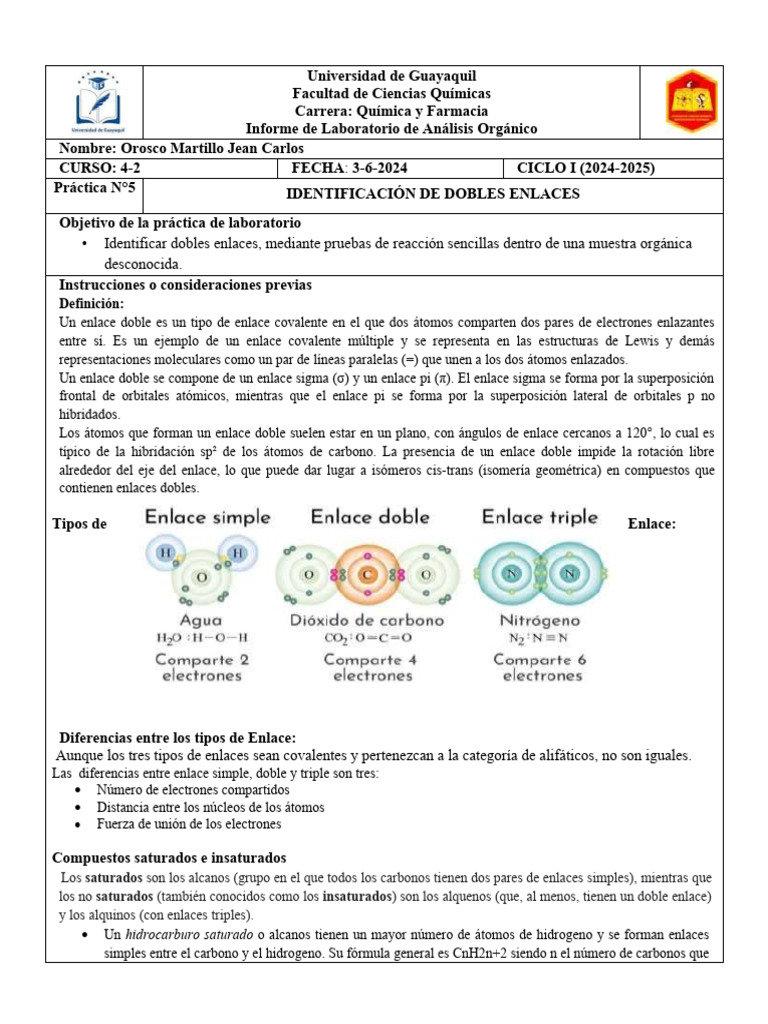 Analisis Organico PR5 | PDF | Enlace químico | Alcano
