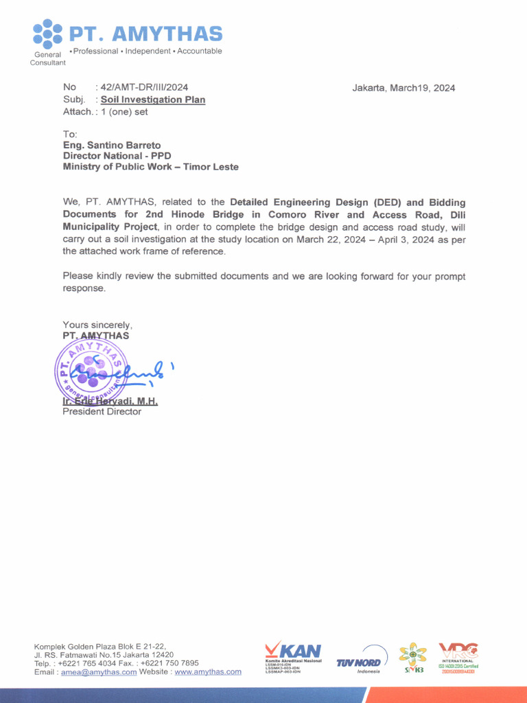 2024 (03) - Letter Soil Investigation Plan | PDF