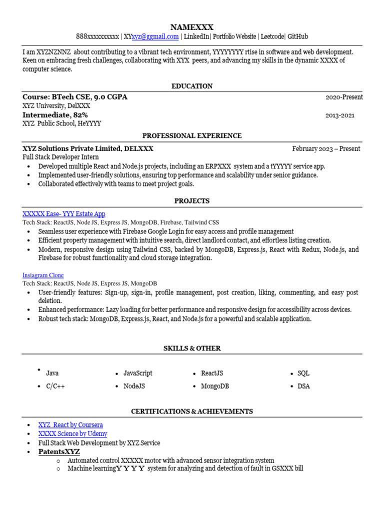 Sample Resume | PDF | Web Development | Cyberspace