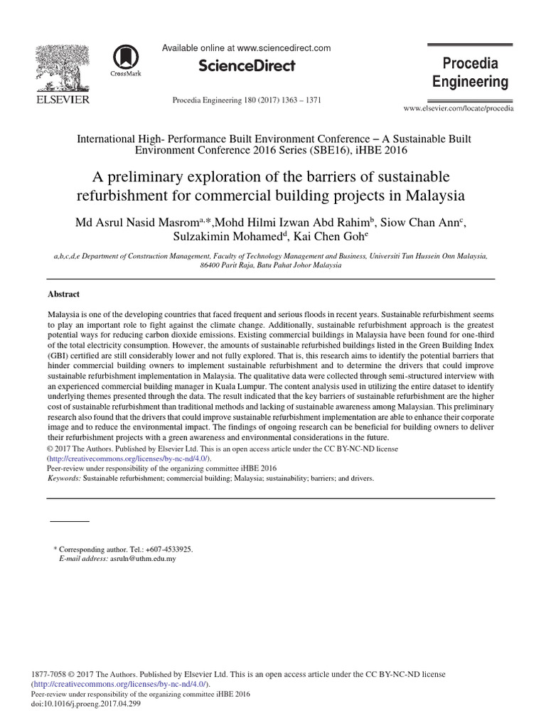 A Preliminary Exploration of The Barriers of Sustainable Ref - 2017 - Procedia E | PDF ...
