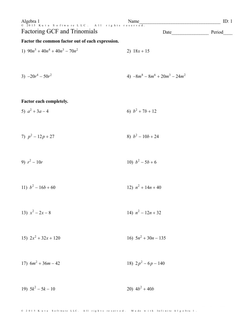 Factoring GCF and Trinomials | PDF