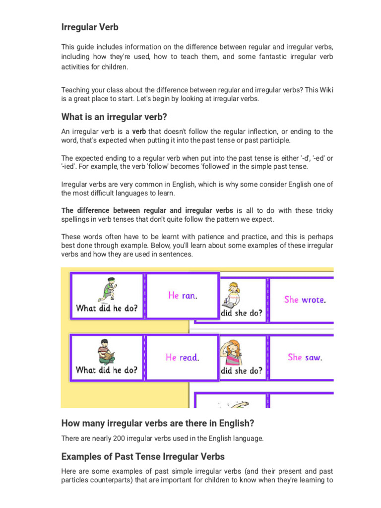 What's The Difference Between Regular and Irregular Verbs - Teaching Guide | PDF | Verb ...