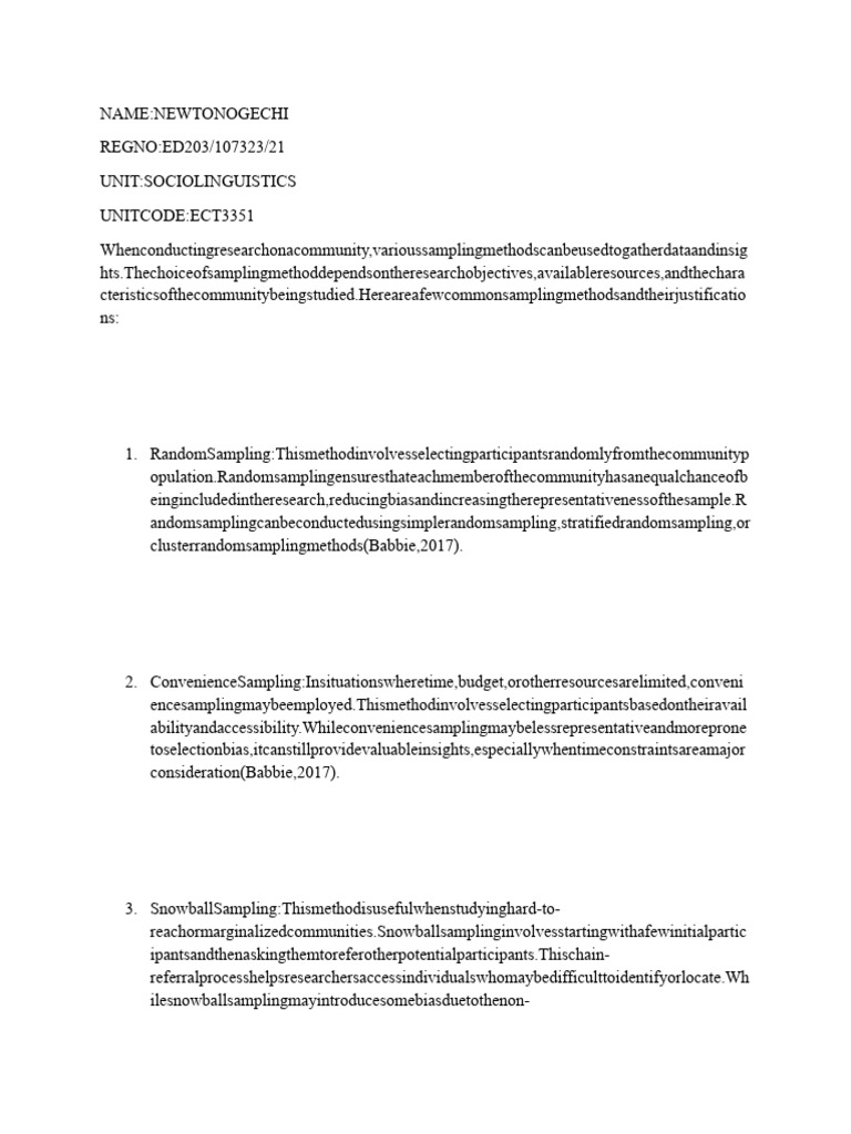 Community Sampling Methods Explained | PDF | Computers