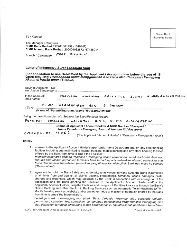 Letter of Indemnity | PDF