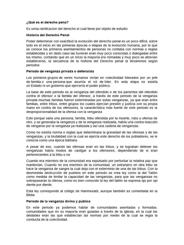 Historia Del Derecho Penal Pdf Derecho Penal Castigos