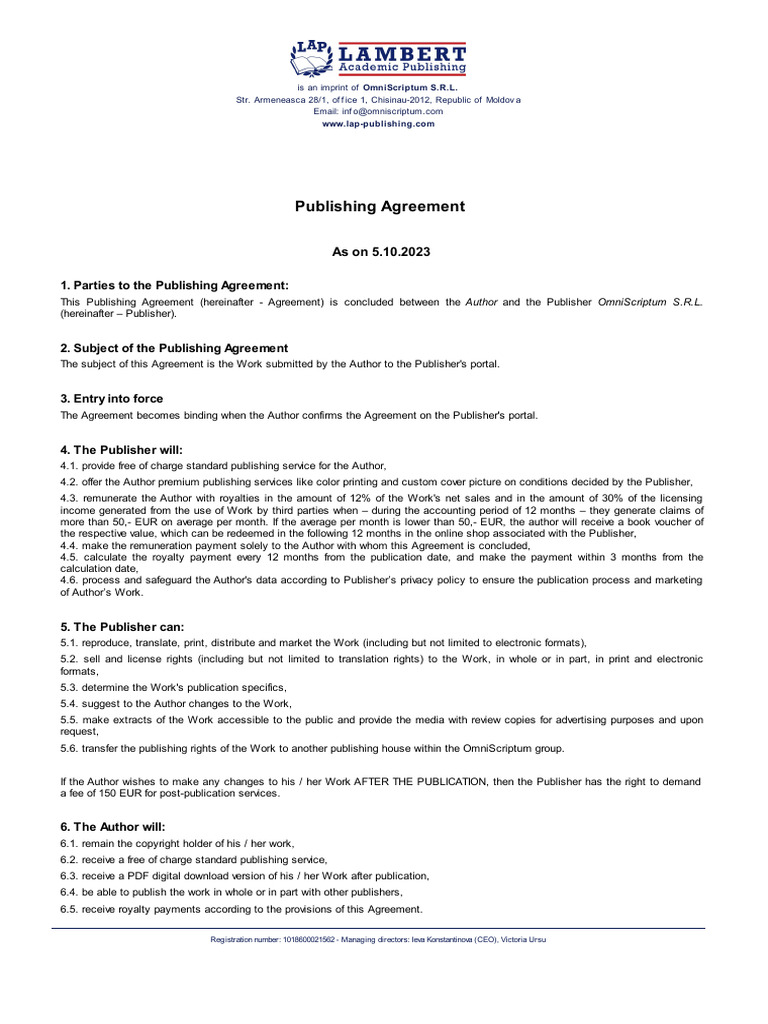 Publishing Agreement | Download Free PDF | Publishing | Retail