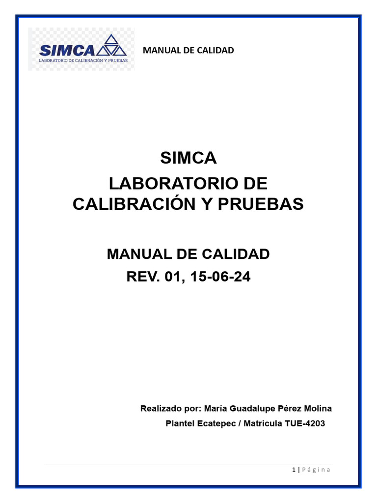 Manual de Calidad | PDF | Calidad (comercial) | Calibración