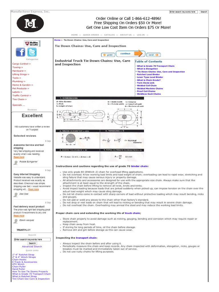 Tie Down Chains_ Use, Care and Inspection _ Transport, Cargo Control ...