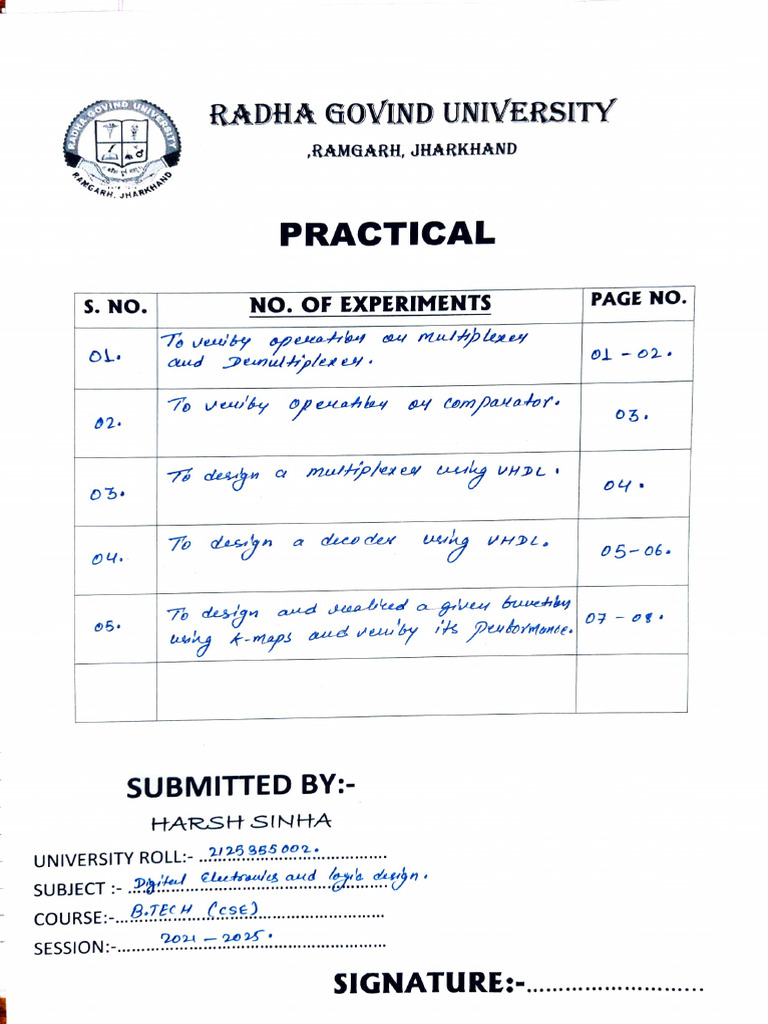 Digital Electronics Experiment Practical | PDF