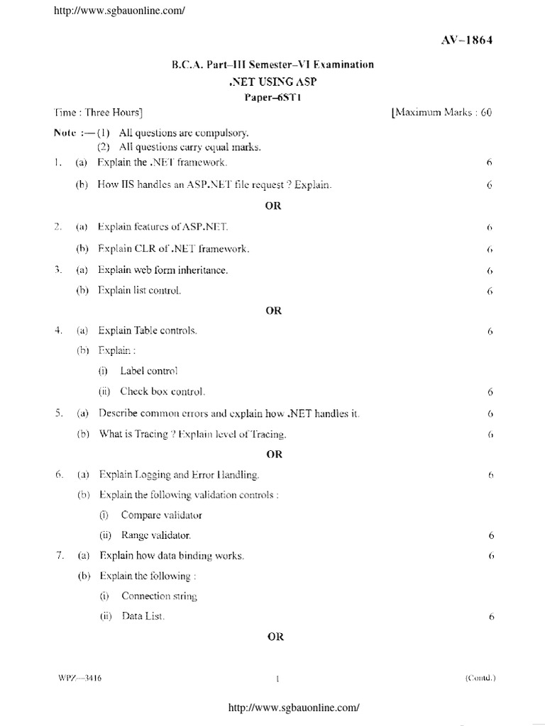 Bca 6 Sem Net Using Asp Part 3 Winter 2018 | PDF | Software | Computer ...