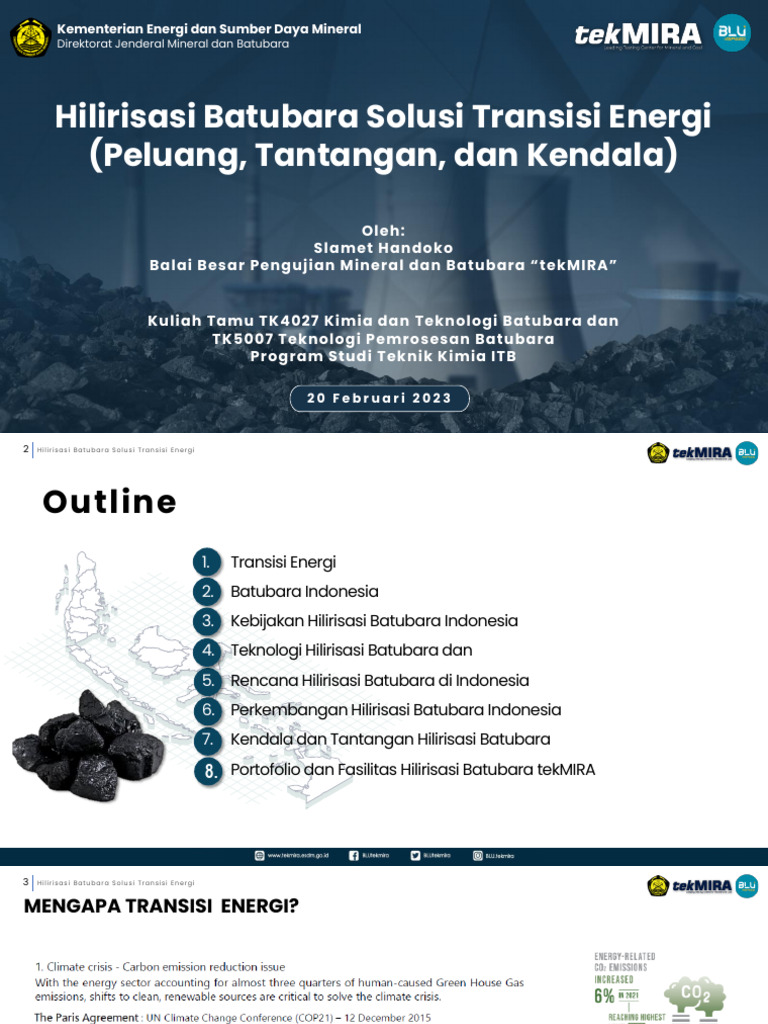 Kuliah Tamu TK ITB - Hilirisasi Batubara Solusi Transisi Energi ...