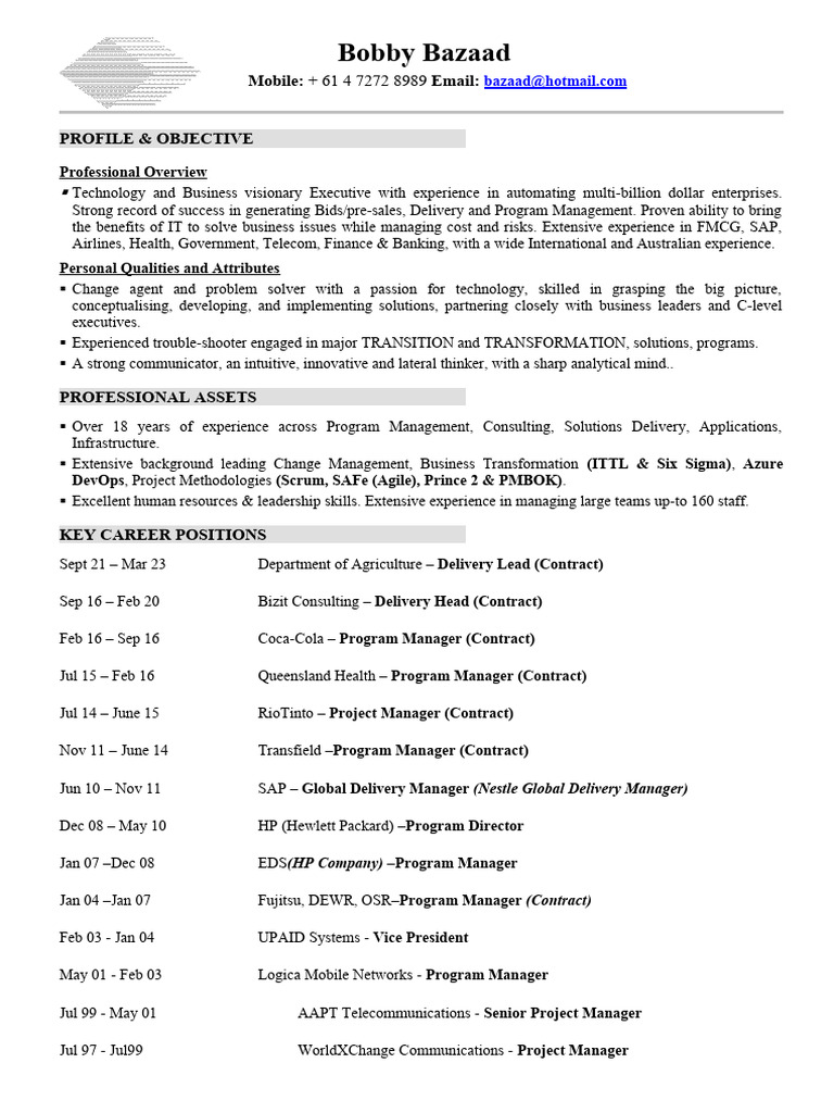 Bobby Resume | PDF | Customer Relationship Management | Project Management