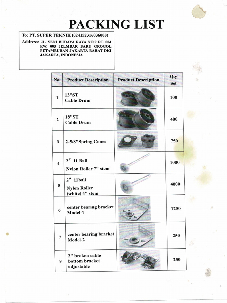 Packing List Item Pintu Ashley | PDF
