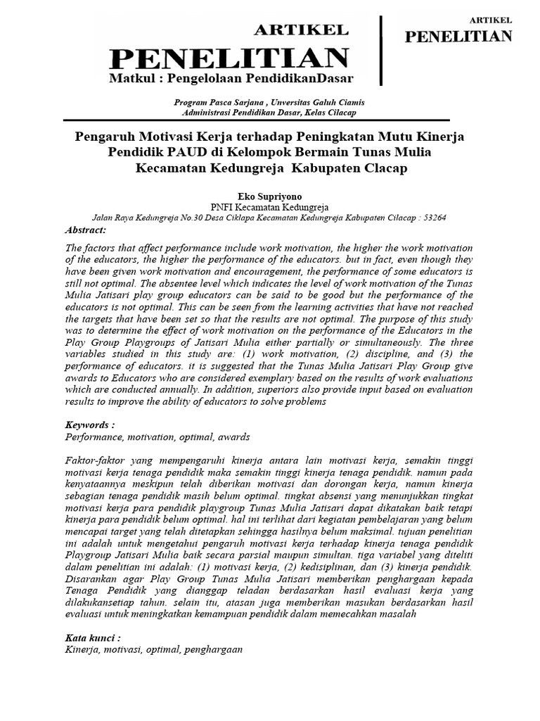 UTS, Eko Supriyono - Pengelolaan Pendas | PDF | Karier & Perkembangan