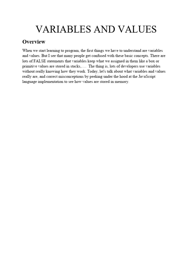 Variables And Values Pdf Pointer Computer Programming Variable 6190