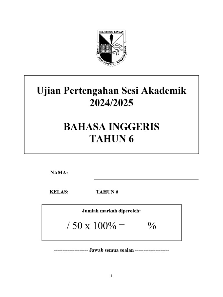 KERTAS UJIAN BI TAHUN 6 | PDF