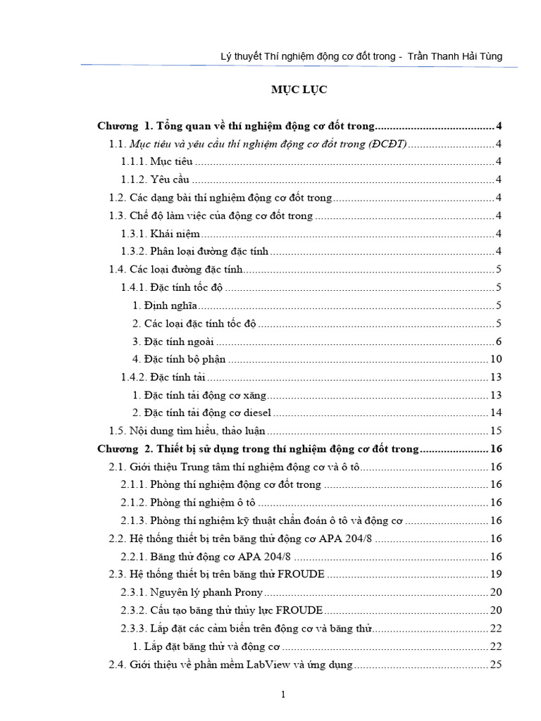 Giao Trinh - Thi Nghiem Dong Co - TTHT | PDF