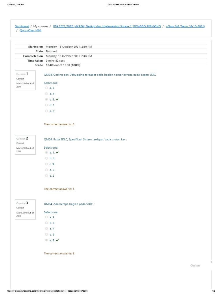 Quiz Vclass M04 - Attempt Review | PDF