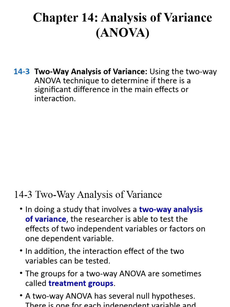 CH 14 Part 3 Additional Section Two-Way ANOVA With | PDF | Analysis Of Variance | Methodology