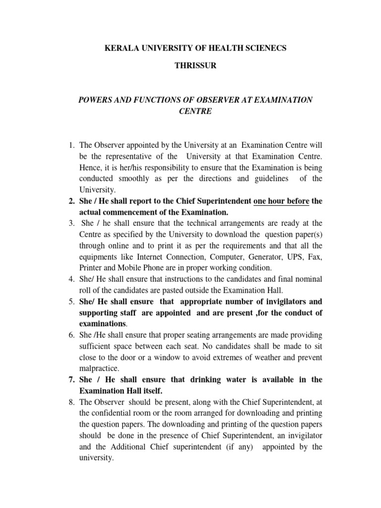 Instructions To Observers | PDF