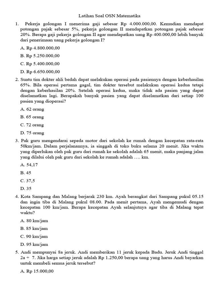 Latihan Soal OSN Matematika | PDF | Karier & Perkembangan | Metode & Bahan Ajar