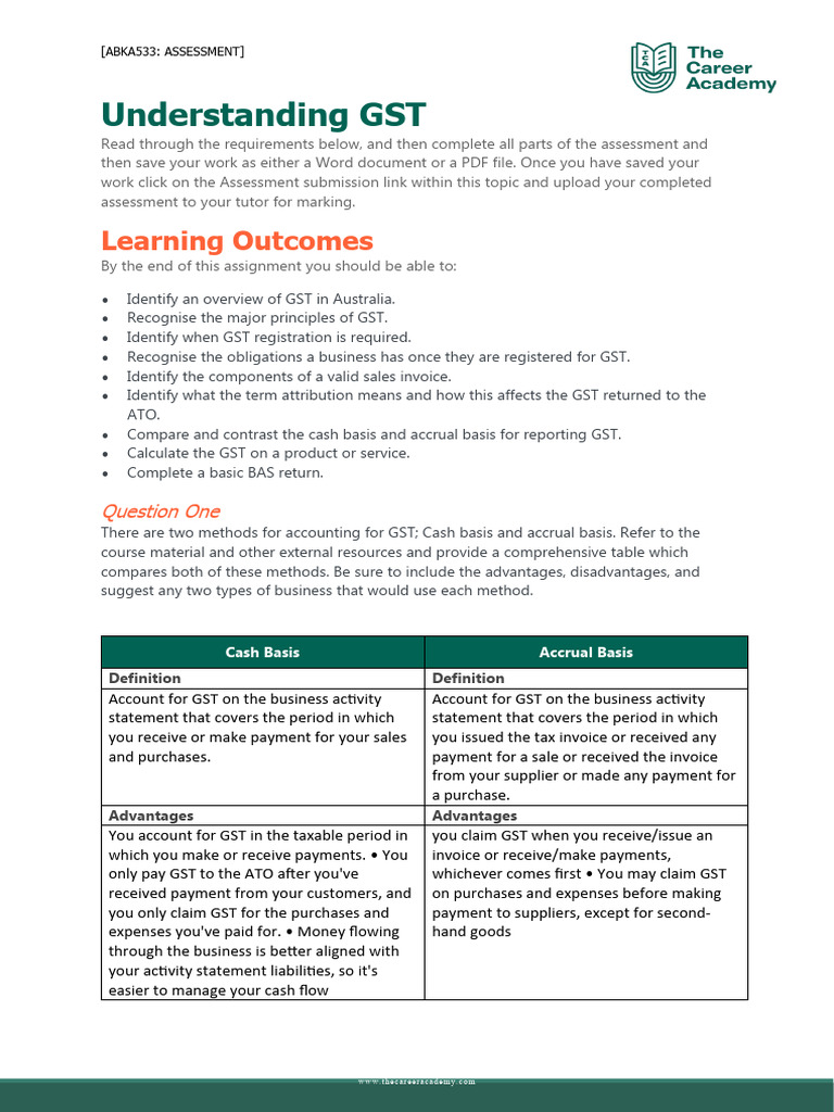ABKA533 - Understanding GST Assessment v6 | PDF | Value Added Tax ...