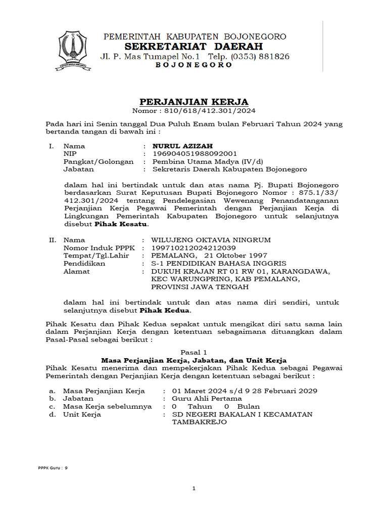 Perjanjian Kerja PPPK Guru_9_sign | PDF