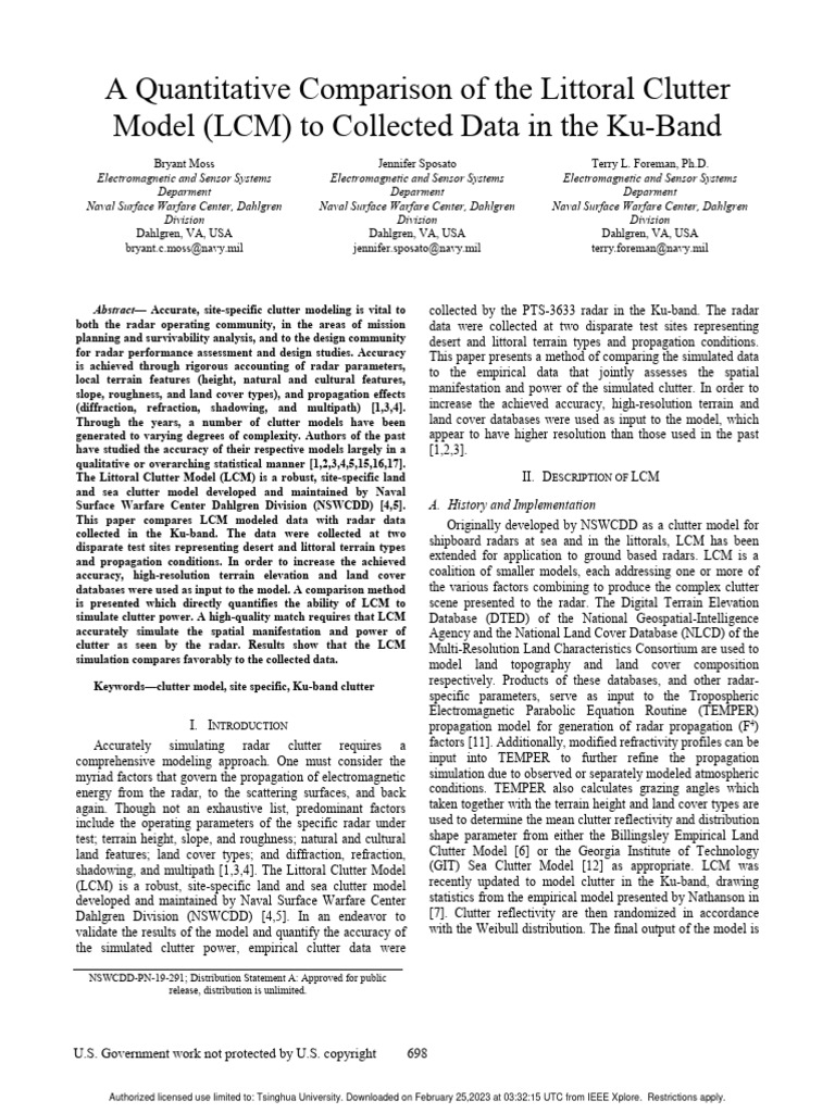 A Quantitative Comparison of The Littoral Clutter Model LCM To ...