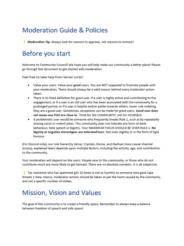 Moderation Guide Policies | PDF | Internet Forum | Prejudices