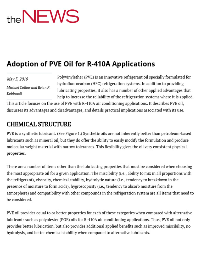 Adoption of PVE Oil For R-410A Applications | PDF | Humidity | Lubricant