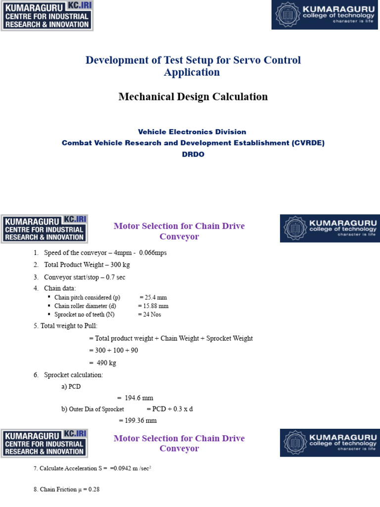 Chain drive conveyor calculation | PDF
