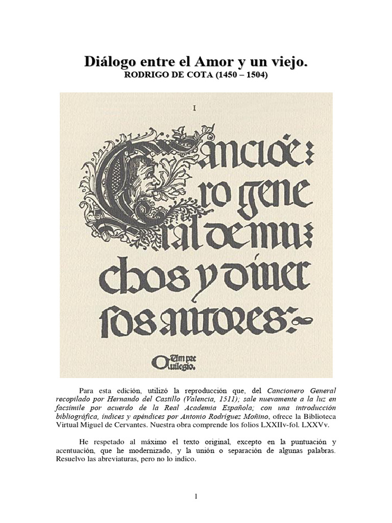 Diálogo Entre El Amor y El Viejo. 2023 | PDF