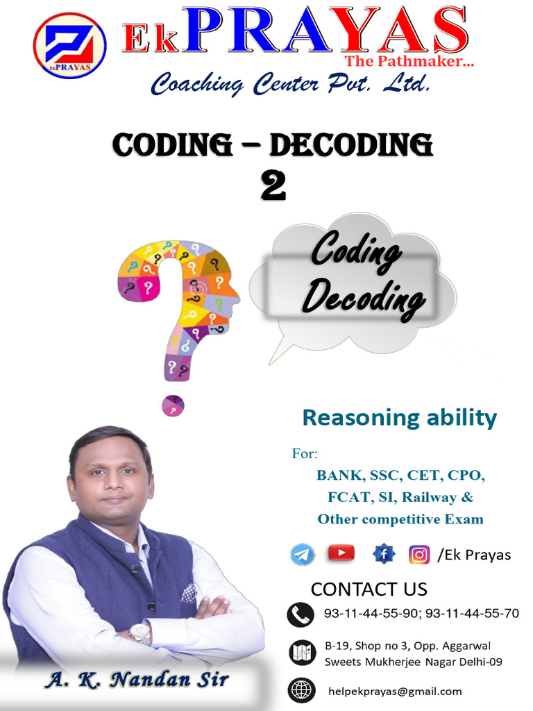 Coding Decoding 2 by A.K.Nandan Sir | PDF | Symbols | Notation
