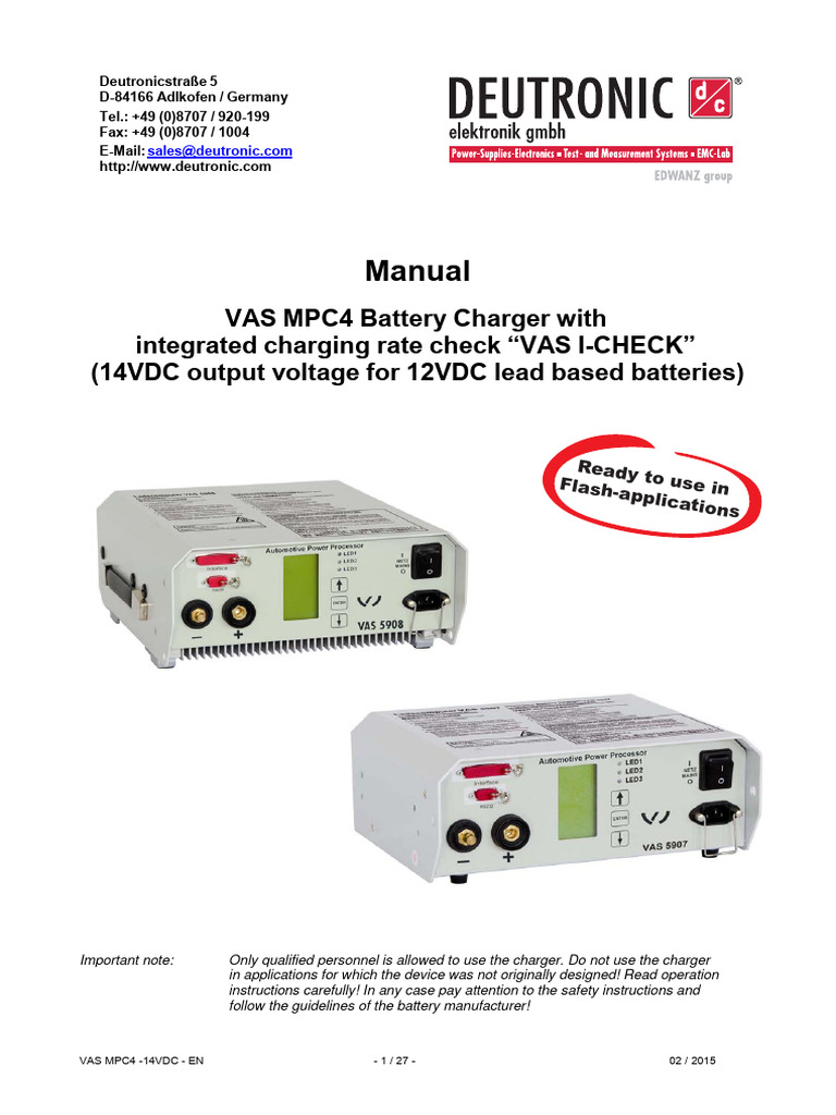 Vas5908 Mpc4 Manual 14vdc en | PDF | Battery Charger | Ac Power Plugs ...