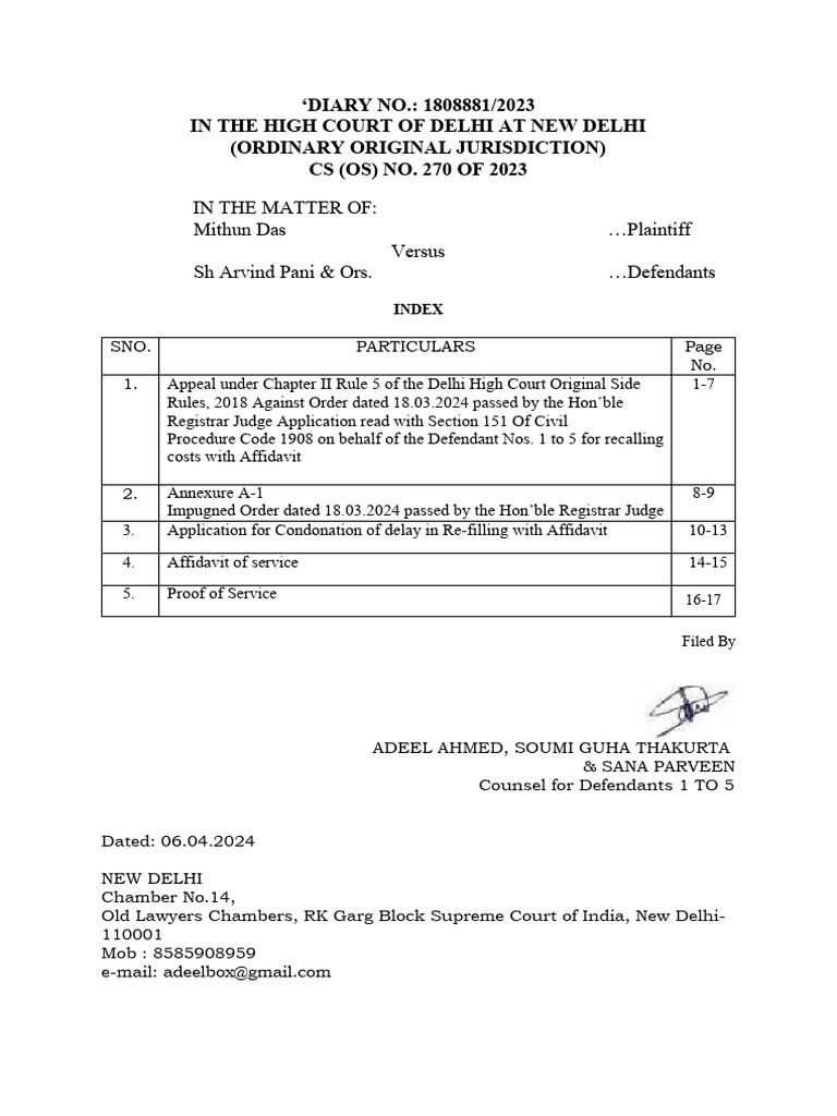Chamber Appeal Mithun Das (1) - 1 | PDF | Lawsuit | Affidavit