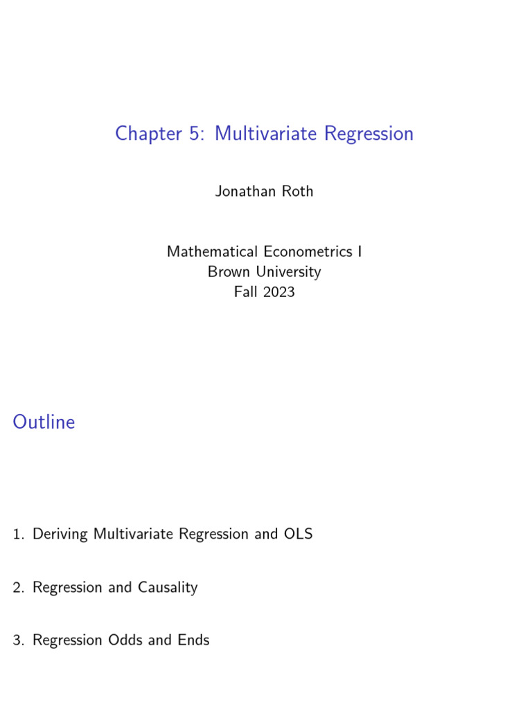 Chapter5 Multivariate Regression | PDF | Ordinary Least Squares | Linear Regression